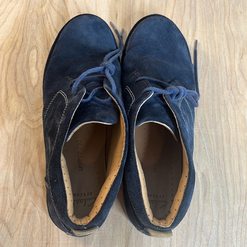 Clarks Ankle Blue Suede Leather Lace Up Size 9.5 - Gem